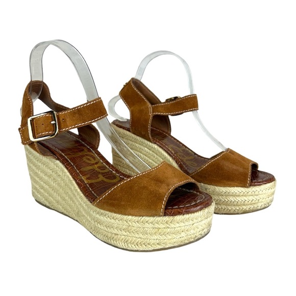 Sam Edelman | Shoes | Sam Edelman Brown Suede Espadrille Wedge Womens ...